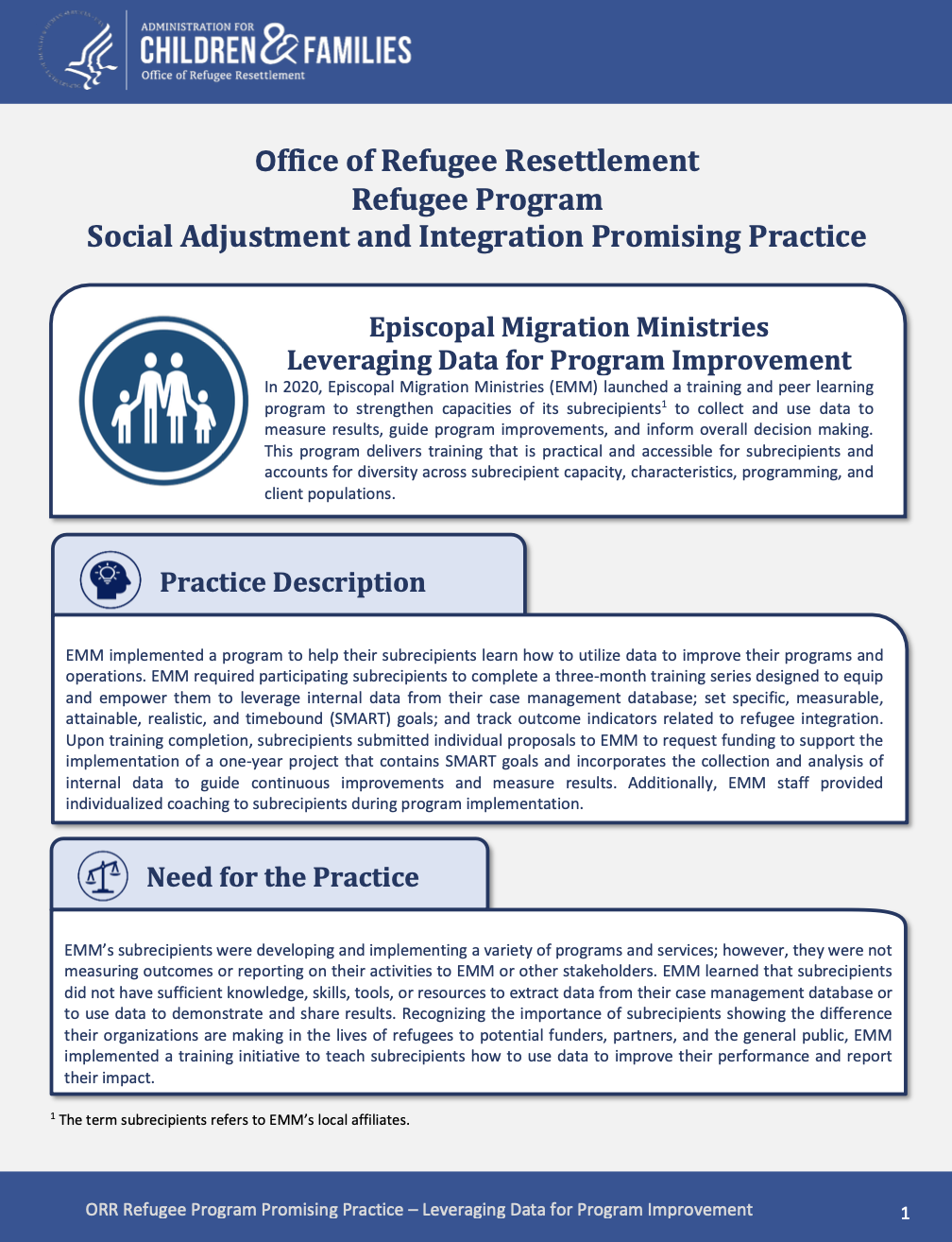 Office of Refugee Resettlement Refugee Program Social Adjustment and Integration - Leveraging ...